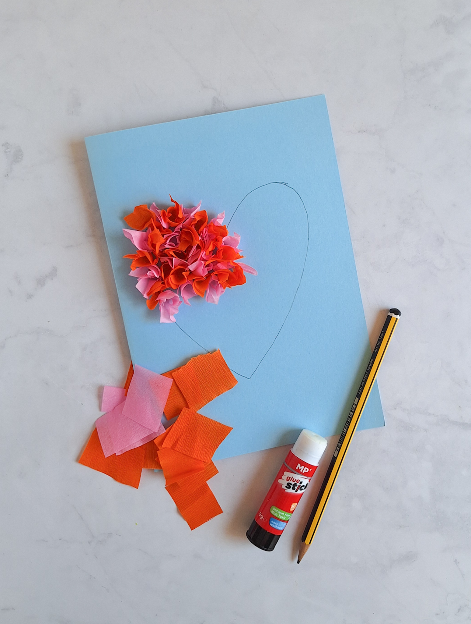 Valentine's Day Tissue Paper Heart Card