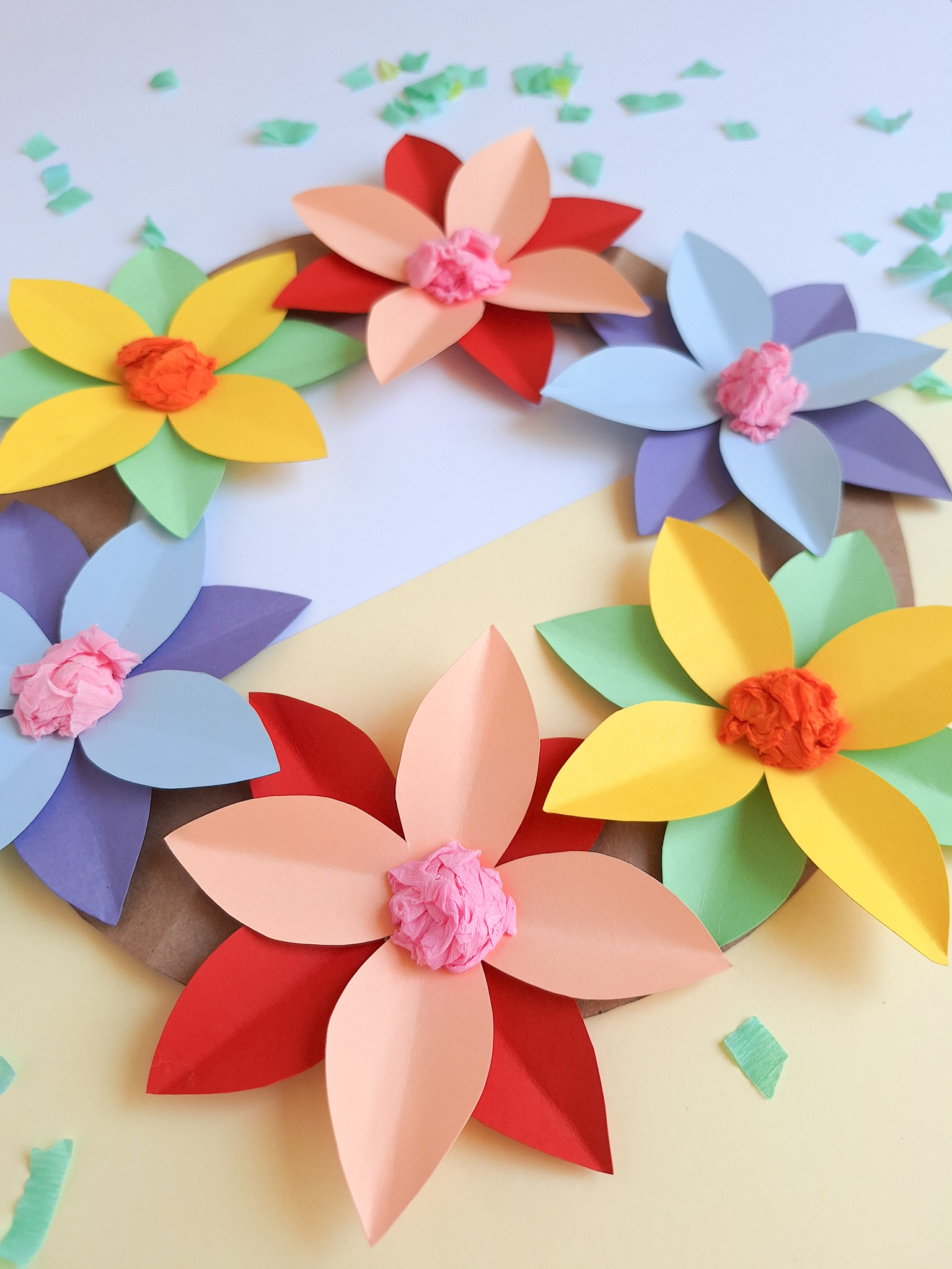 DIY Paper Flower Wreath - Sad To Happy Project